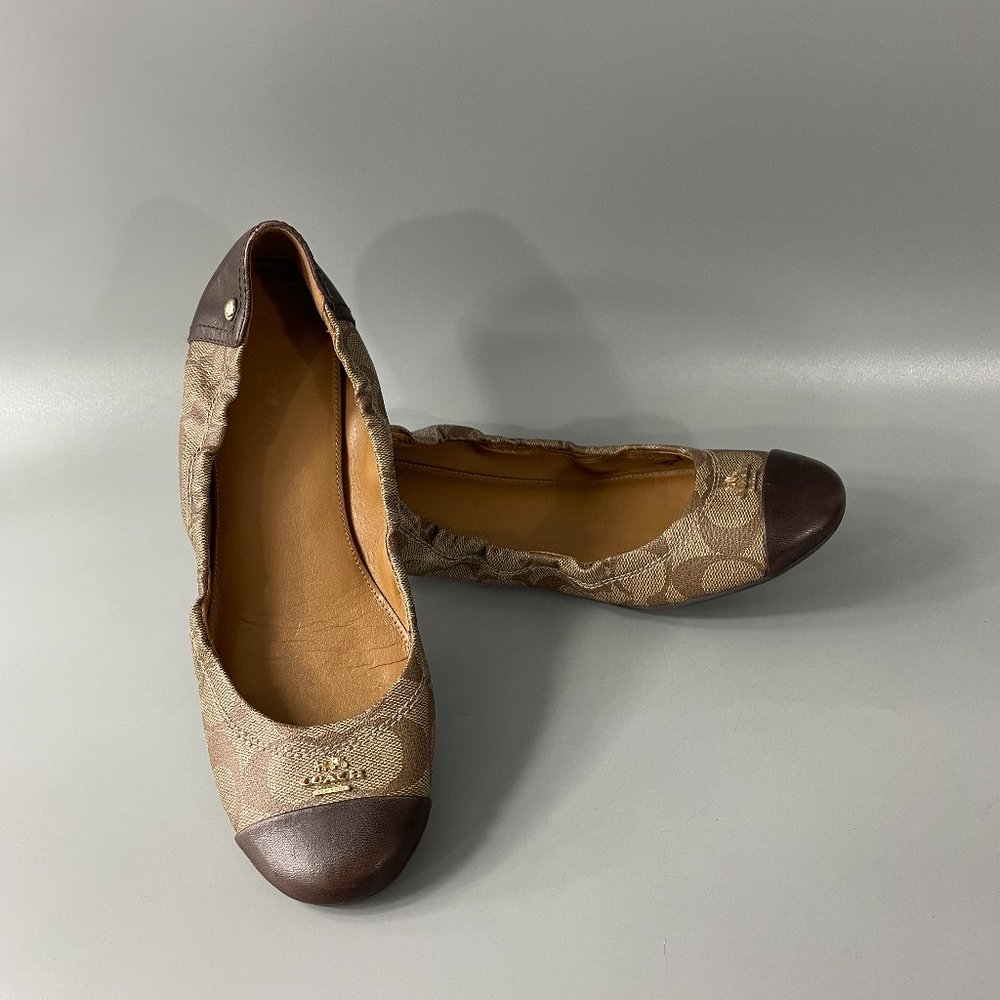 Coach Chelsea Ballet Flats Canvas Leather Toe Cap, Wo… - Gem